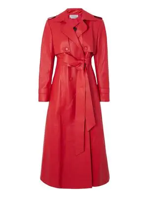 Gabriela Hearst Fontana Double-breasted Leather Trench Coat - Red