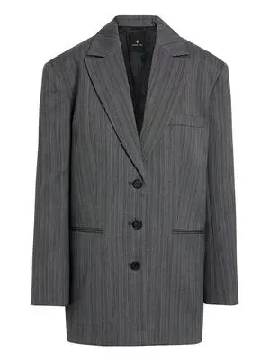 ANINE BING Declan Striped Wool-Blend Jacquard Blazer
