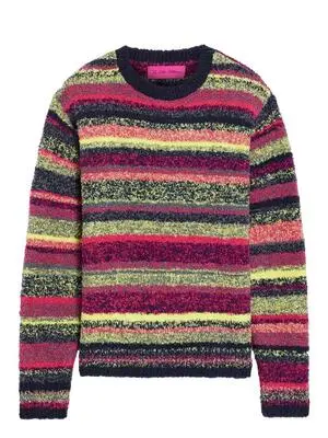 THE ELDER STATESMAN Hardwire Striped Bouclé-Knit Sweater Light Green
