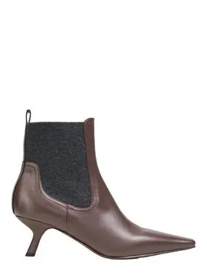 Brunello Cucinelli Bead-embellished Leather Ankle Boots - Chocolate