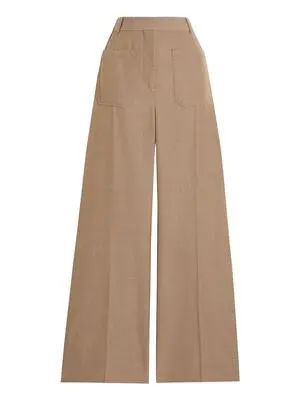Victoria Beckham Wool Wide-leg Pants - Sand