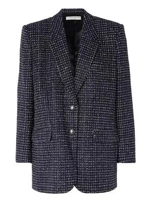 Alessandra Rich Oversized Sequin-embellished Tweed Blazer - Midnight Blue