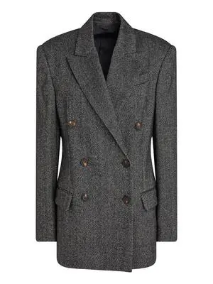 BRUNELLO CUCINELLI Double-Breasted Herringbone Wool-Blend Blazer