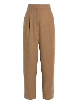 Veronica Beard Netta Flannel Tapered Pants - Camel