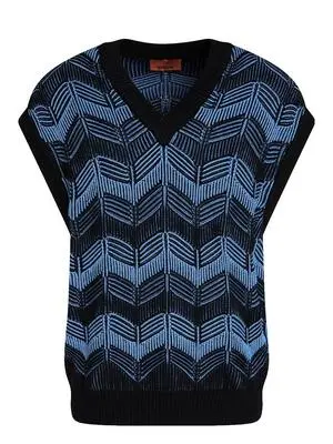 Missoni Crochet-knit Wool And Cotton-blend Vest - Midnight Blue