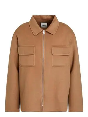 Sandro Wool-blend Felt Jacket - Camel