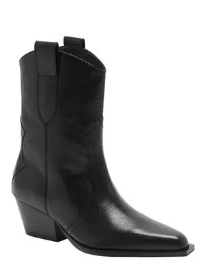Free People Cat Nap Cowboy Boots - Black Leather