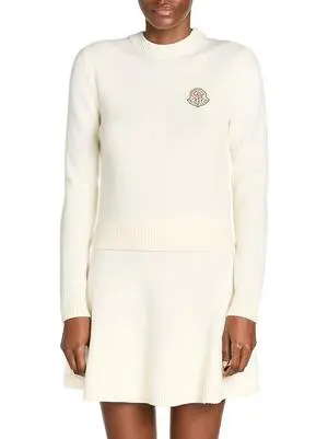 Moncler Crewneck Wool Sweatshirt - Natural