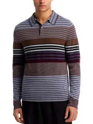 Paul Smith Wool Striped Polo Sweater Dark Violet