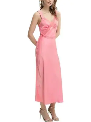 Bardot Lace-insert Slip Dress - Pink