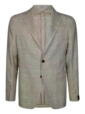 Tagliatore Montecarlo Monopetto Checked Blazer - Neutrals