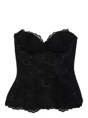 Costarellos Lace-trimmed Bustier Top - Black