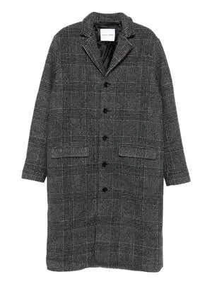 SAMSOE SAMSOE Checked Pattern Single-breasted Coat - Grey