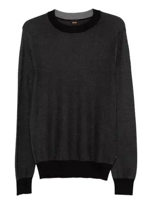BOSS Textured Crew-neck Sweater - Black