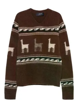 Seafarer Patterned V-neck Sweater - Brown