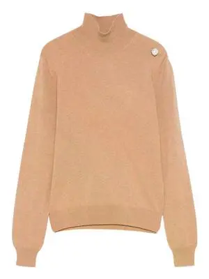 Alberta Ferretti Pearl-embellished Turtleneck Sweater - Brown