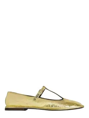 THE ROW T-strap Square-toe Ballet Flats - Gold