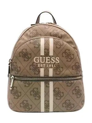 Guess Logo-print Striped Backpack - Neutrals