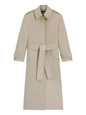 BOSS Belted Wool Trench Coat - Neutrals