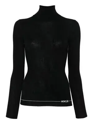 Moncler Roll Neck Ribbed Top - Black
