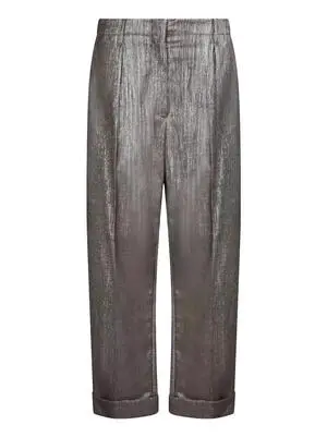 Brunello Cucinelli Lurex-detail Trousers - Brown