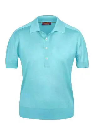 MOORER Short-sleeve Polo Shirt - Blue