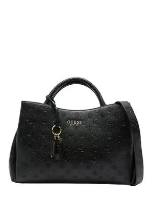 Guess Phoebe 4g Peony Logo-plaque Tote - Black