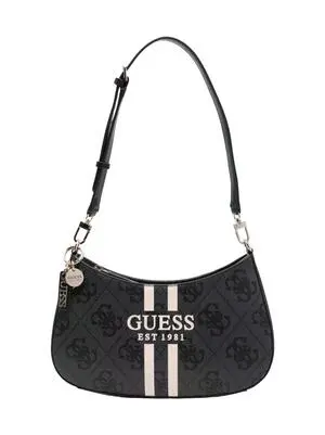Guess Logo-plaque Curved Shoulder Bag - Black