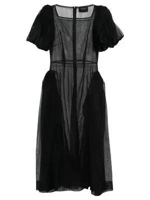 Simone Rocha Puff-sleeve Sheer Overlay Dress - Black