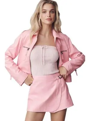 Maeve Faux Leather Skort - Candy Pink