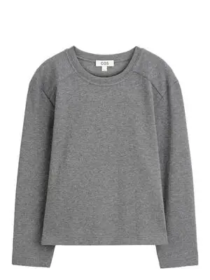 Cos Cotton-Blend Jersey Top Gray