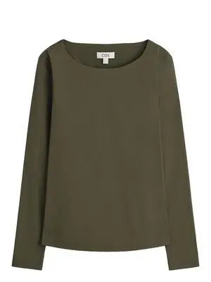 Cos Cotton-Blend Jersey Top Green