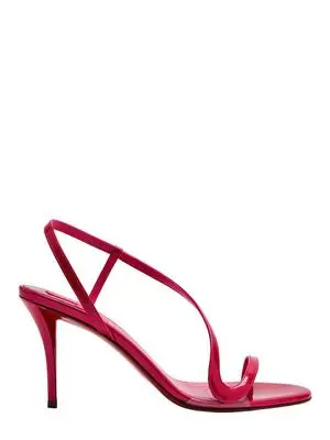 CHRISTIAN LOUBOUTIN Rosa Z 80 Asymmetric Patent Leather Sandals - Fuchsia