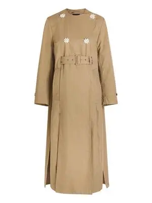 Simone Rocha Embellished Panelled Canvas Trench Coat Stone