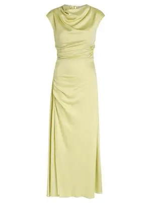 Simkhai Draped Satin Midi Dress - Yellow