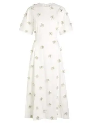 Simkhai Starla Embellished Cotton-blend Poplin Midi Dress - White
