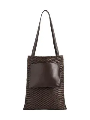 ST. AGNI Lattice Woven Tote - Coffee
