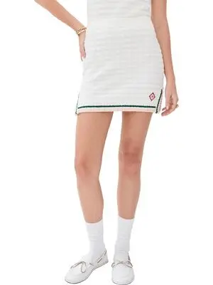 Casablanca Boucle Cotton Mini Skirt - White