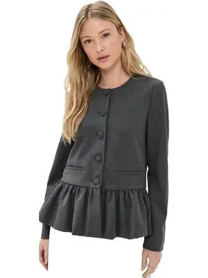 WAYF Blakely Peplum Jacket - Charcoal