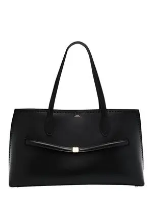 TOTÊME Embroidered Leather Lounge Tote Bag - Black