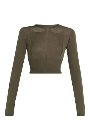 Rick Owens Cutout Long-sleeve Crop Sweater - Bosco