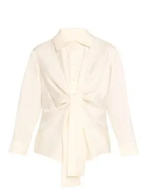 RÓHE Long-sleeve Knot Silk Shirt - Cream
