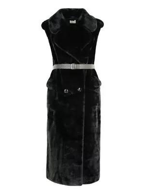 P.a.r.o.s.h Sleeveless Belted Coat - Black