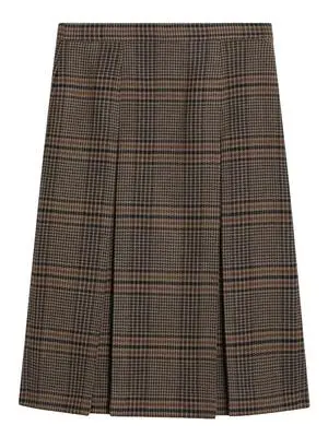 Saint Laurent Prince Of Wales Midi Skirt - Brown