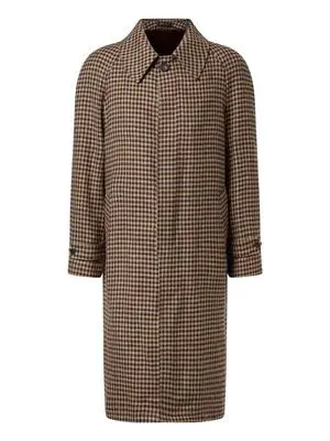 Rubinacci Houndstooth Virgin Wool Coat - Brown