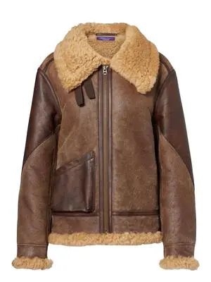 Ralph Lauren Leather Shearling-trimmed Jacket - Brown
