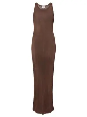 Saint Laurent Ribbed-knit Maxi Dress - Brown