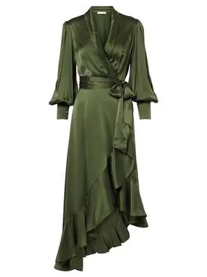 ZIMMERMANN Asymmetric Silk Satin Wrap Dress