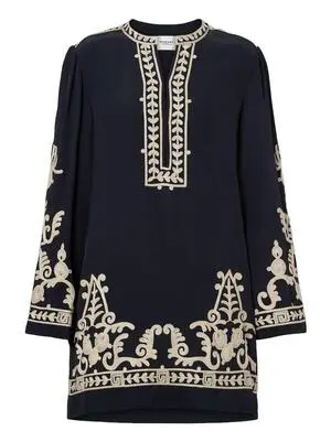 MARANT ETOILE Fadeli Embroidered Crêpe Tunic - Black