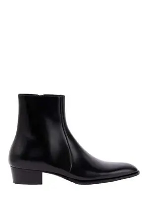 Saint Laurent Roman Leather Ankle Boots - Black